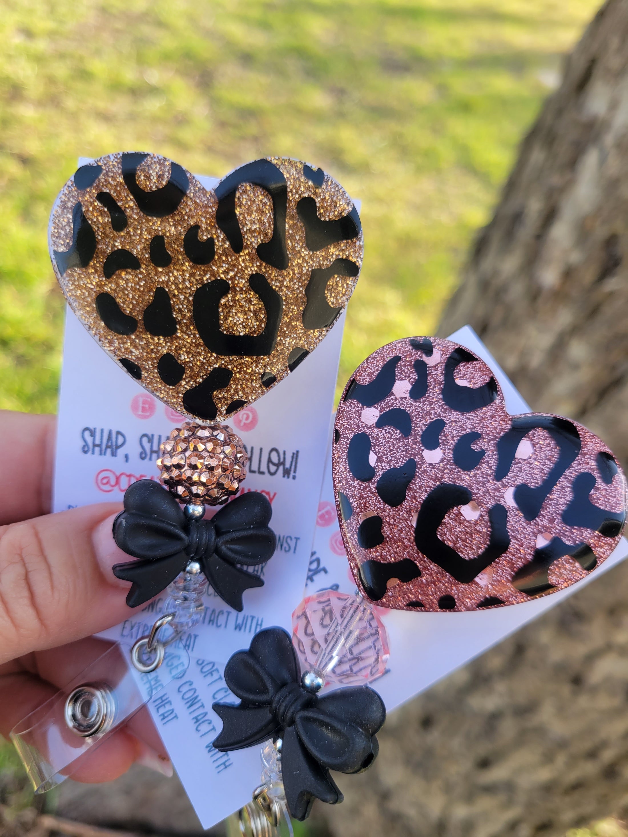 Heart Shaped Cheetah Print Badge Reel – Created by Ms.Nancy