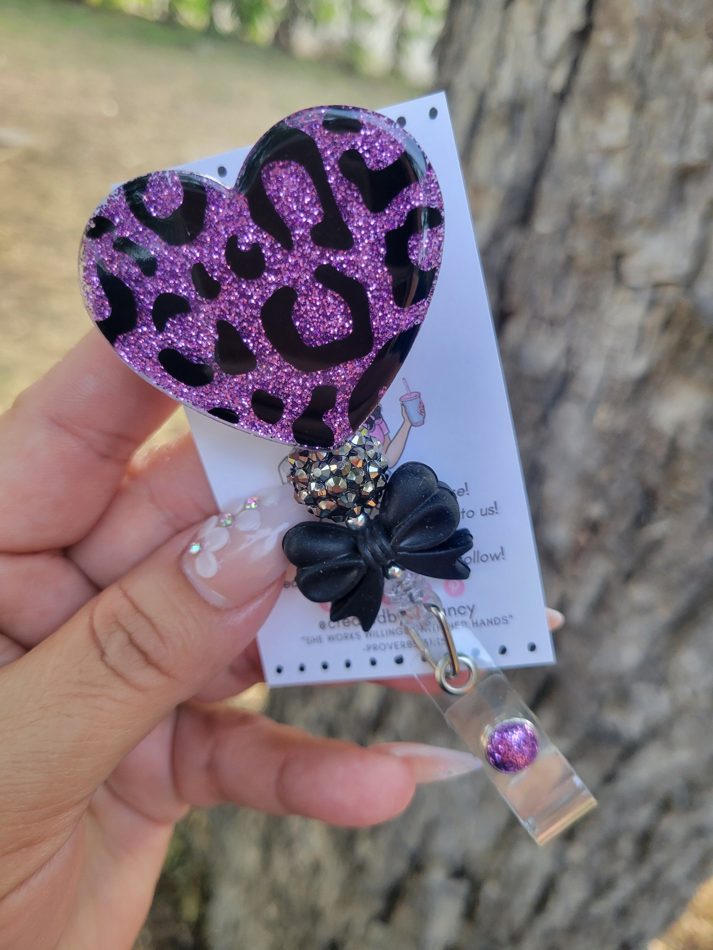 Heart Shaped Cheetah Print Badge Reel – Created by Ms.Nancy